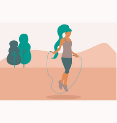 Continuous one line drawing woman jump rope Vector Image