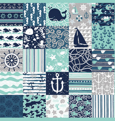 Nautical style marine sailing elements wallpaper Vector Image