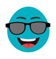 Blue cartoon face with sleepy expression Vector Image