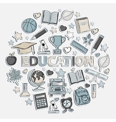 Education icon set in circle in flat style Vector Image