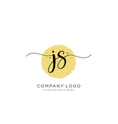 Js initial handwriting logo with circle template Vector Image