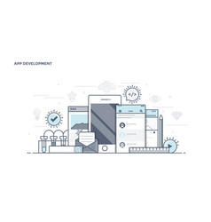 Thin line flat design concept banner for software Vector Image