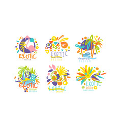 Exotic original design labels collection colorful Vector Image