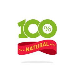 100 natural green and red label stamp or Vector Image