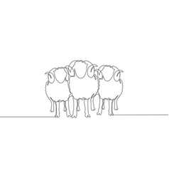 Single continuous line drawing sheep were Vector Image