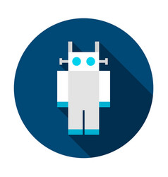 Chat bot icon outline robot sign in blue circle Vector Image