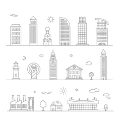 City design elements Linear style Royalty Free Vector Image