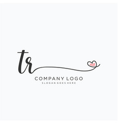 Tr initial handwriting logo with rectangle Vector Image