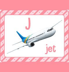 Flashcard letter j is for jet Royalty Free Vector Image