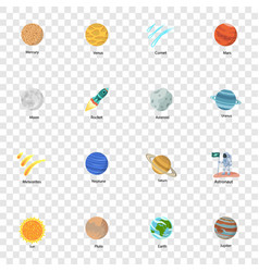 Planets icon set realistic style Royalty Free Vector Image
