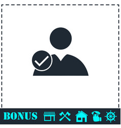 User check icon flat Royalty Free Vector Image