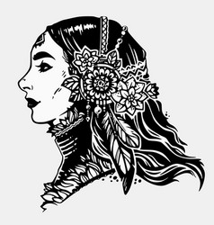 Native american beautiful girl Royalty Free Vector Image
