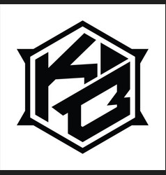 Kb logo monogram letter with shield shape design Vector Image