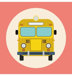 Cartoon compact yellow school bus with big windows