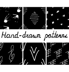 Black and white abstract seamless patterns set Vector Image