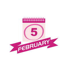 5 february calendar with ribbon Royalty Free Vector Image