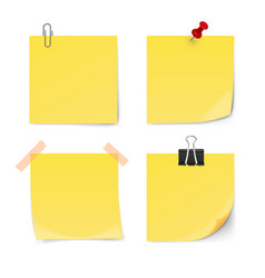 Notes colored sticky papers with pin clips memo Vector Image