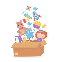 Open cardboard box toy empty icon design white Vector Image