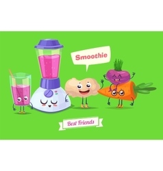 Set of breakfast characters cute cartoons Vector Image