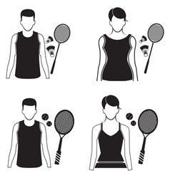 Man testing products at shop stick figure Vector Image