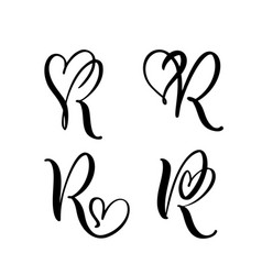 Handwritten heart calligraphy monogram alphabet Vector Image