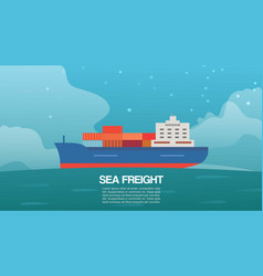 Sea freight cargo container sailing ship cartoon Vector Image