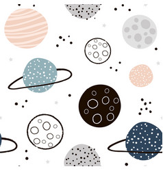 Childish seamless pattern with hand drawn space Vector Image