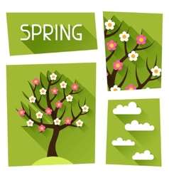 Background with summer tree in flat design style Vector Image
