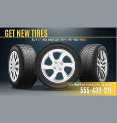 Realistic car wheels set Royalty Free Vector Image