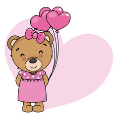 Cute bear with heart-shaped balloons Royalty Free Vector