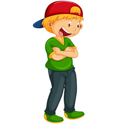 A boy standing cartoon character on white Vector Image