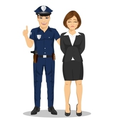 Policeman arresting businesswoman Royalty Free Vector Image