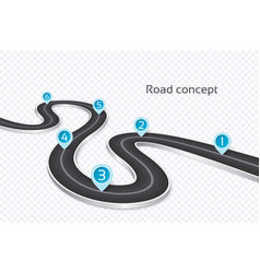 Winding 3d road concept on a transparent Vector Image