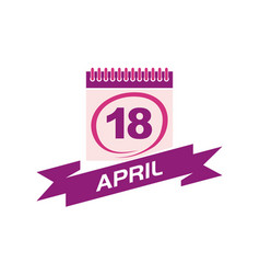 18 april calendar with ribbon Royalty Free Vector Image