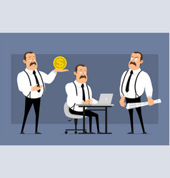 Cartoon funny fat office man character set Vector Image