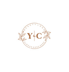 Initial yc letters beautiful floral feminine Vector Image
