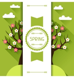Background with summer tree in flat design style Vector Image