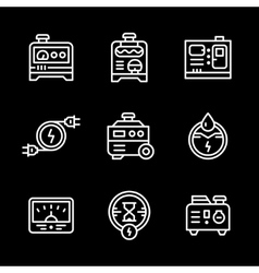 Set line icons electrical generator Royalty Free Vector