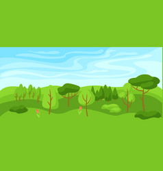 Spring landscape with trees mountains and hills Vector Image