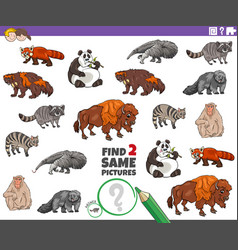 Find two identical animals task for kids Vector Image