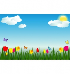 Cartoon spring landscape Royalty Free Vector Image