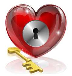 Golden key and heart shaped padlock vintage Vector Image