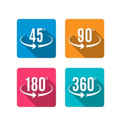 Angle degrees flat icons design Arrows rotation Vector Image