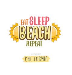 Eat sleep beach repeat cartoon concept Royalty Free Vector