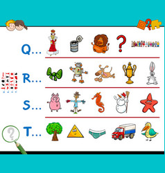 First letter a word educational game Royalty Free Vector